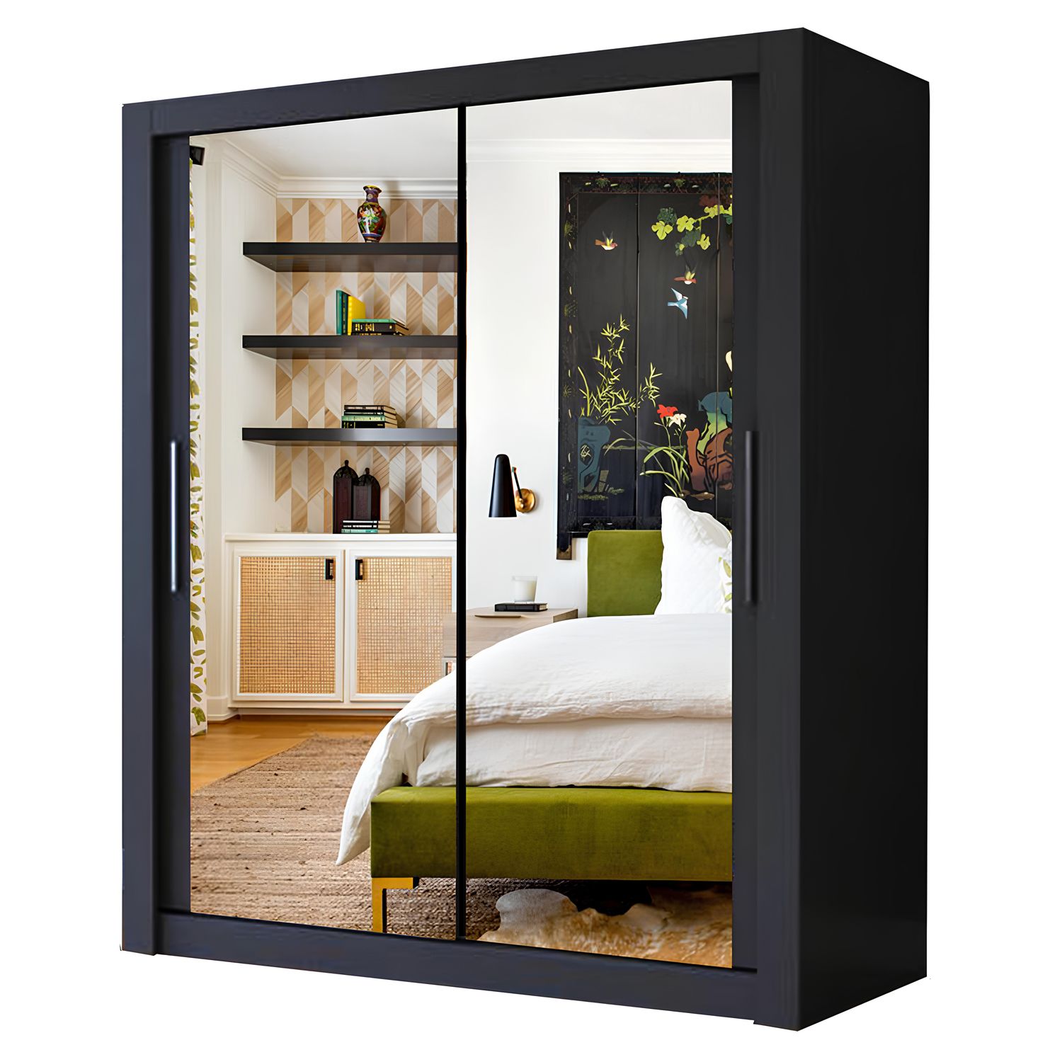Milan Full Mirror Sliding Door Wardrobe Available In 4 Colors ...