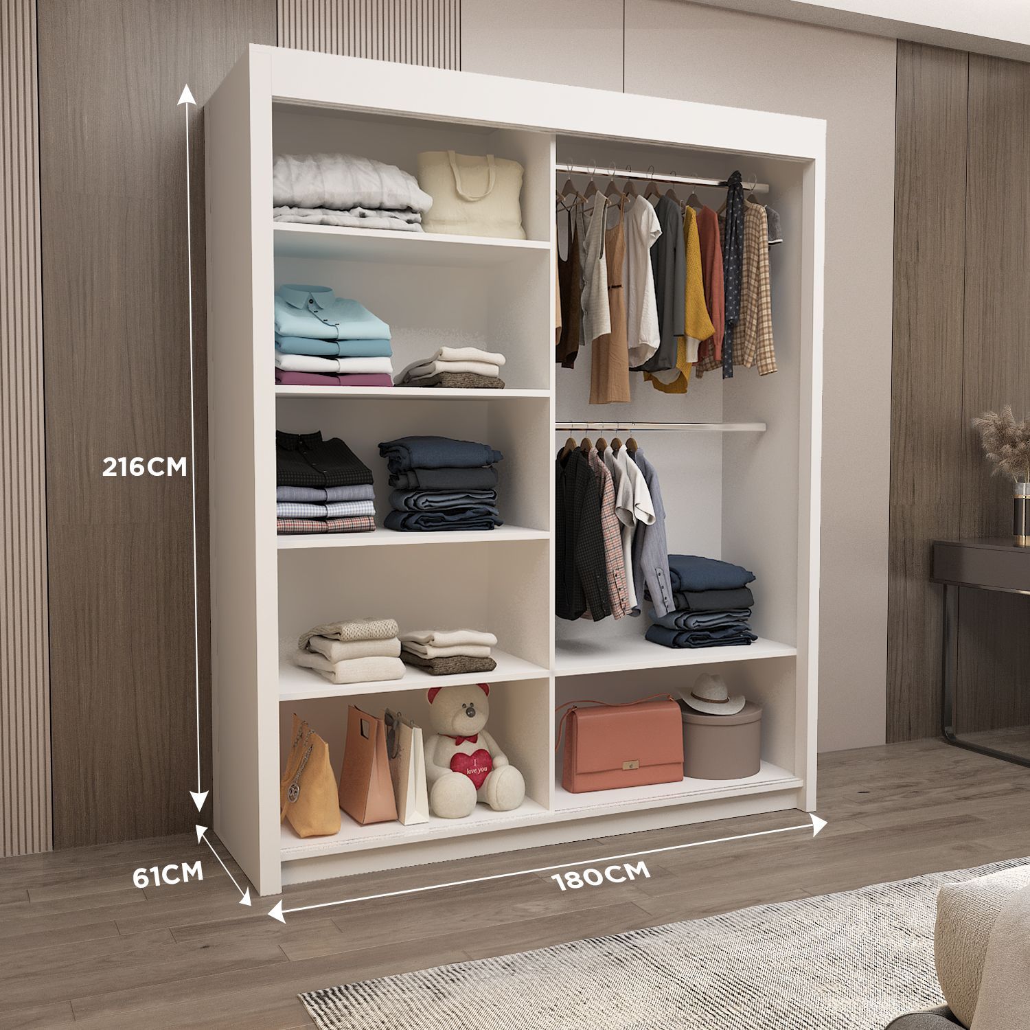 Milan Full Mirror Sliding Door Wardrobe Available In 4 Colors ...