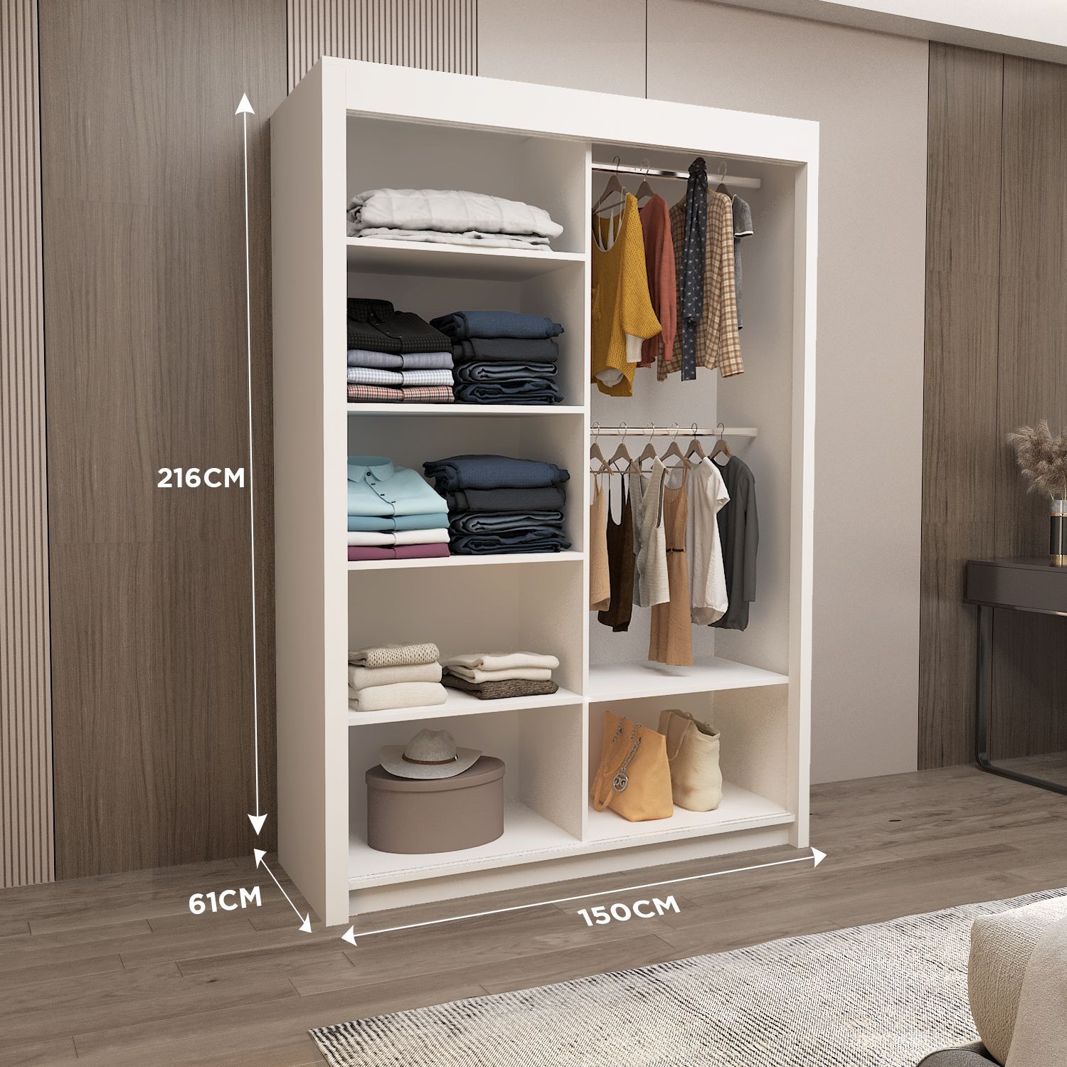 Milan Full Mirror Sliding Door Wardrobe Available In 4 Colors ...