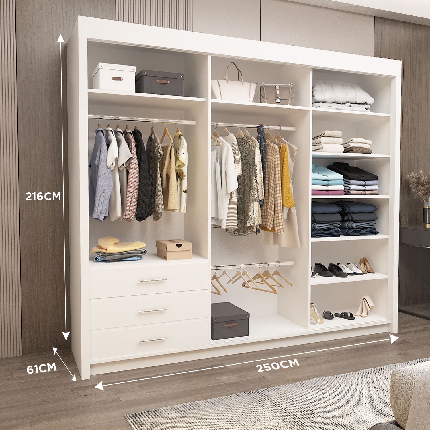 Milan Full Mirror Sliding Door Wardrobe Available In 4 Colors ...